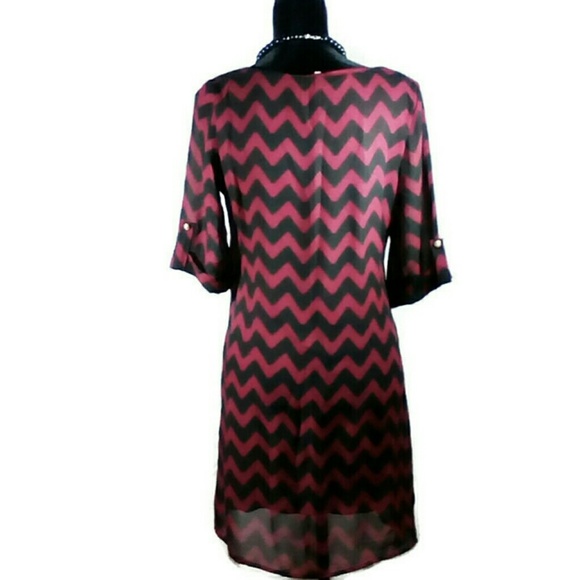 Rachel Kate | Dresses | Rachel Kate Burgundy Chiffon Chevron Midi Dress ...